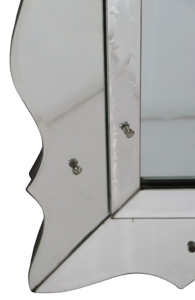 Art Deco Venetian Style Wall Mirror C. 1930 - 1950's For Sale at 1stDibs