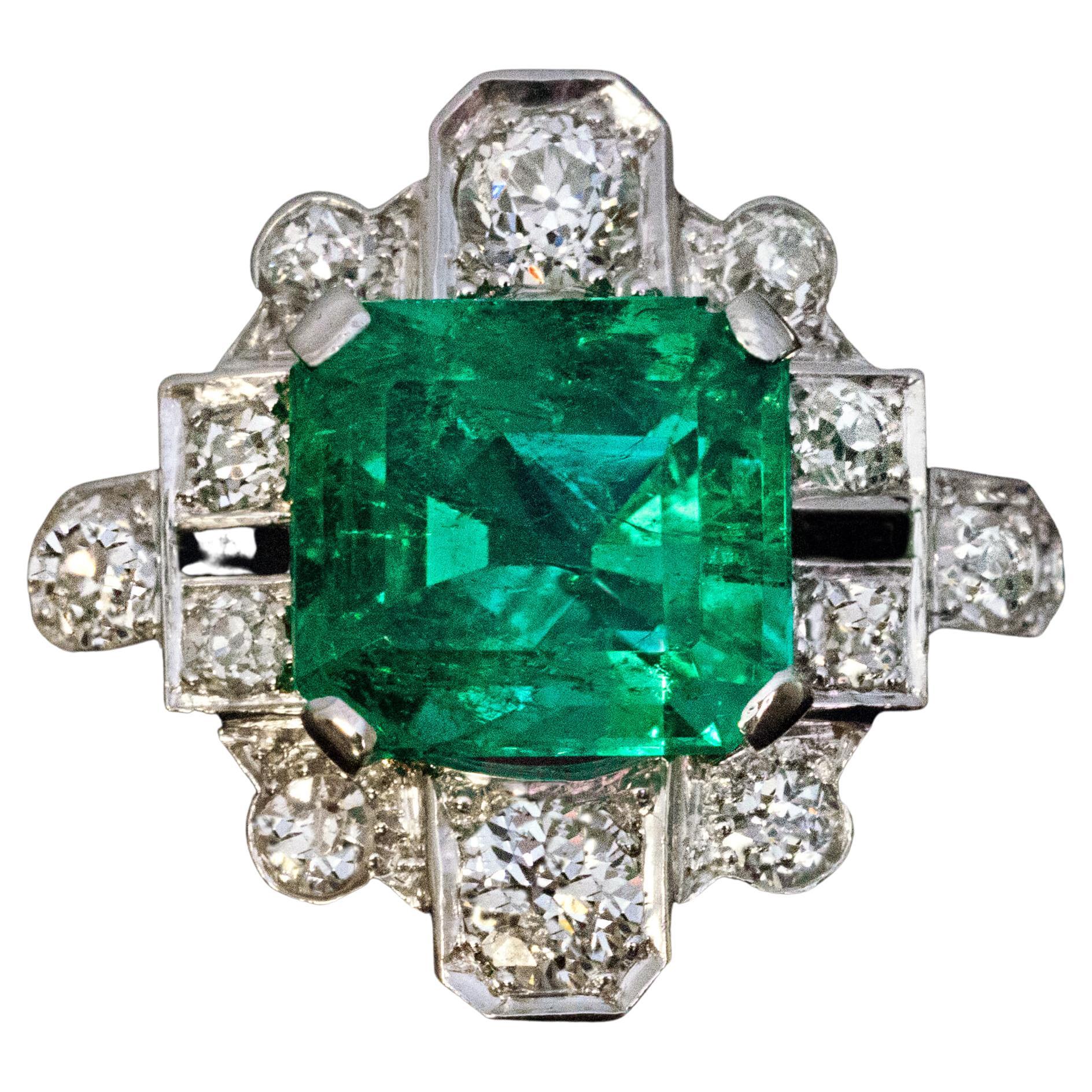 Art Deco Rhombus Shaped Diamond Emerald Gold Ring at 1stDibs | rhombus ...