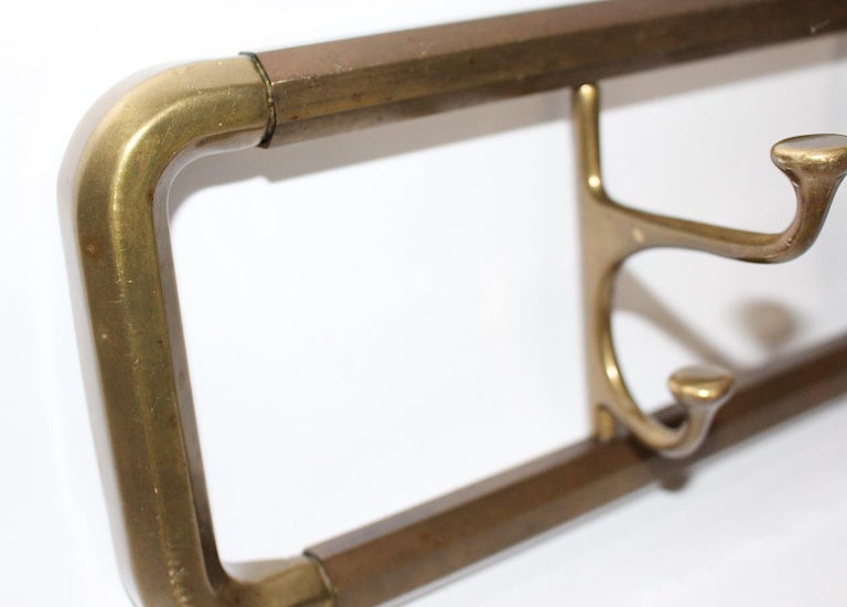 Art Deco Vintage Brass Coat Hooks or Coat Rack or Towel Rack 1930s ...