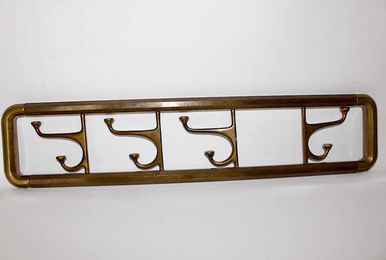 Art Deco Vintage Brass Coat Hooks or Coat Rack or Towel Rack 1930s ...