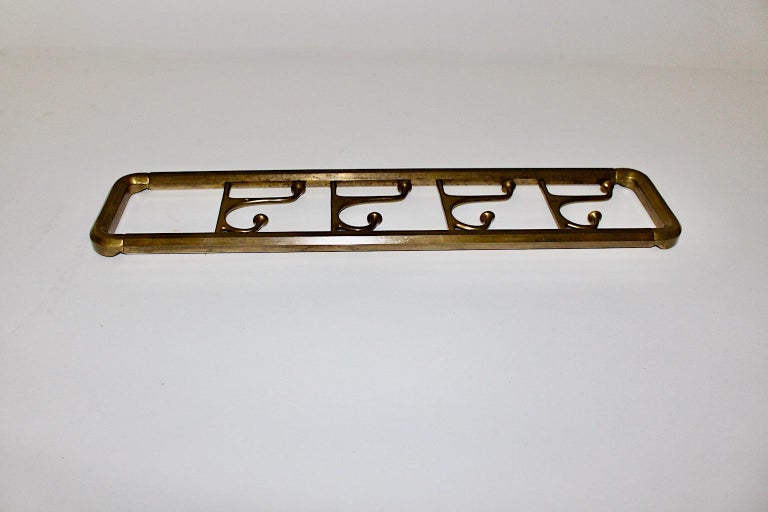 Art Deco Vintage Brass Coat Hooks or Coat Rack or Towel Rack 1930s ...
