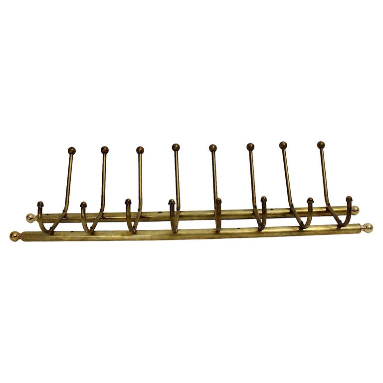 Art Deco Vintage Brass Coat Rack Reling Wall Hooks, 1930s, Austria For ...