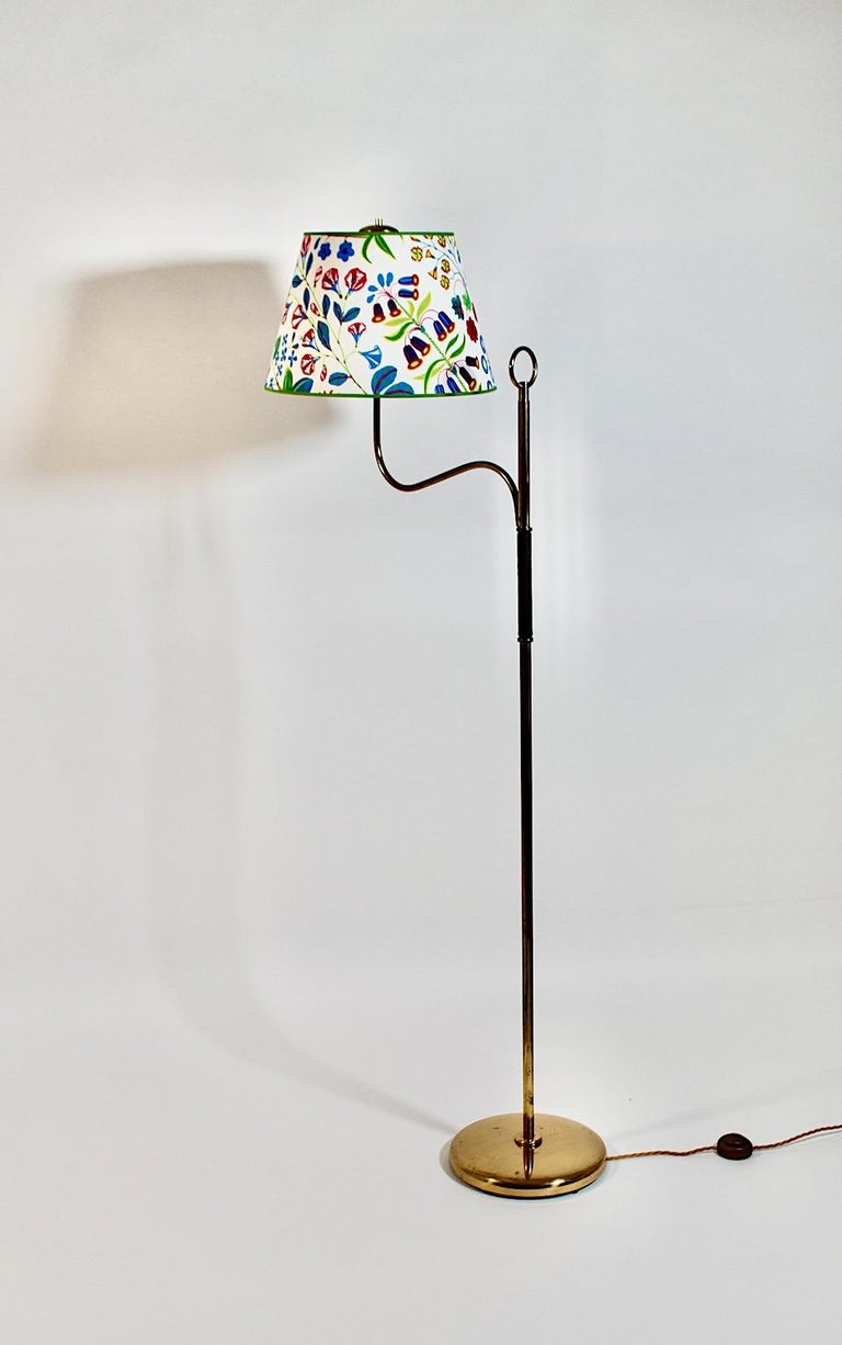 Art Deco Vintage Brass Leather Floor Lamp Josef Frank J.T.Kalmar c 1935 ...