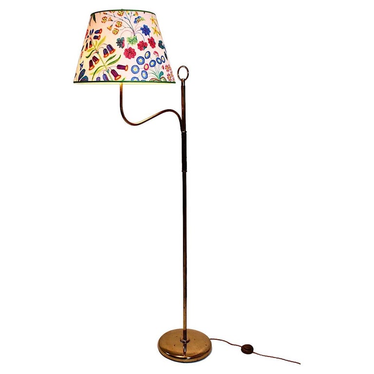 Art Deco Vintage Brass Leather Floor Lamp Josef Frank J.T.Kalmar c 1935 ...