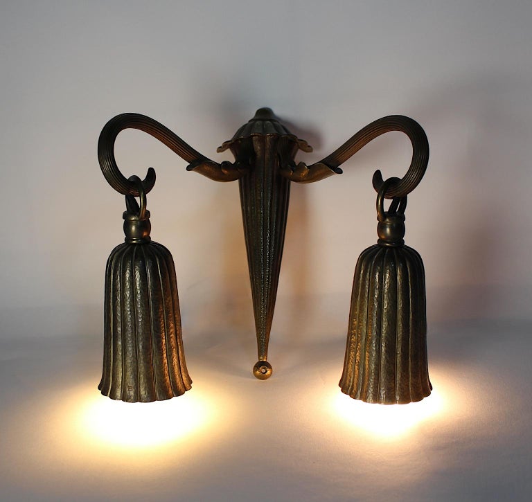 Art Deco Vintage Brass Sconce Wall Lighting, 1930s, Austria For Sale at ...