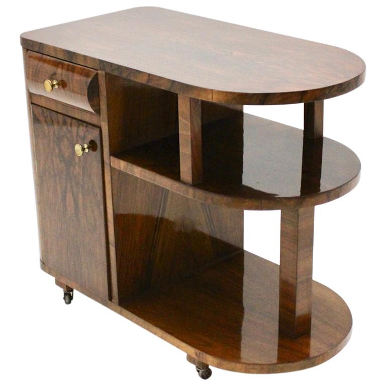 Art Deco Vintage Brown Walnut Bar Cart Vienna, circa 1930 at 1stDibs