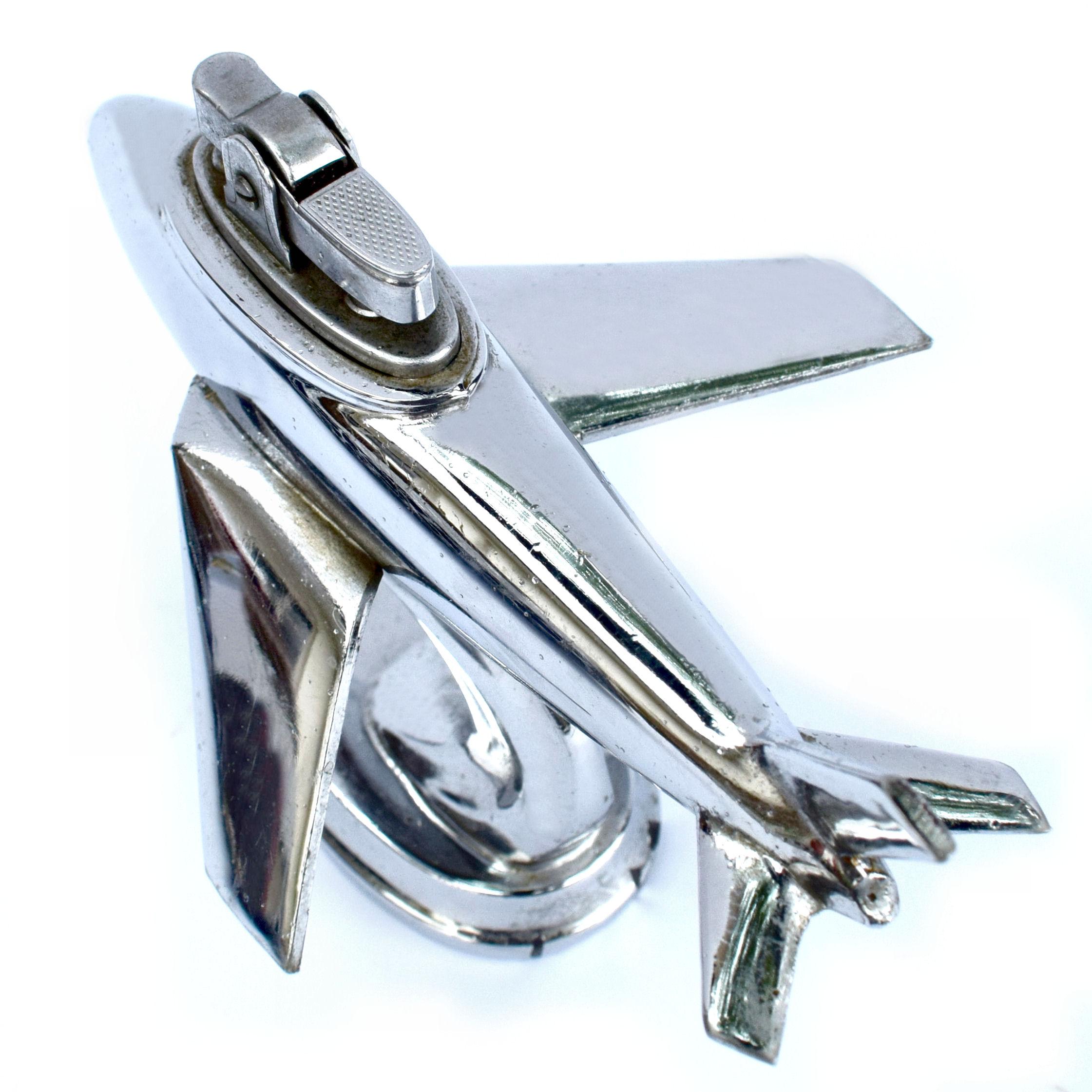 Art Deco Vintage Chrome Airplane Table Lighter at 1stDibs