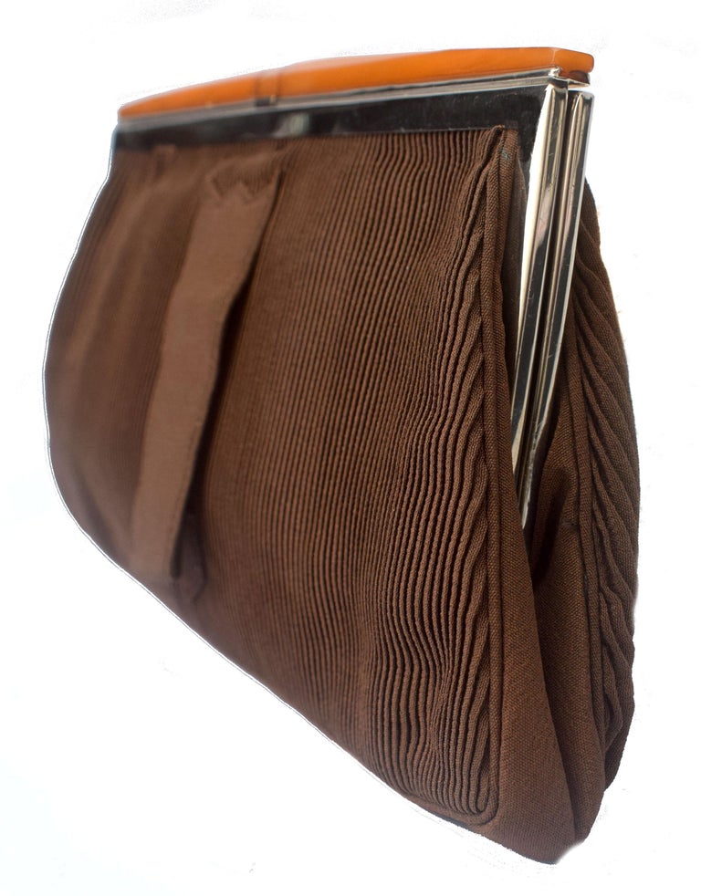 Art Deco Vintage Cord and Bakelite Handbag, circa 1930 For Sale at 1stDibs