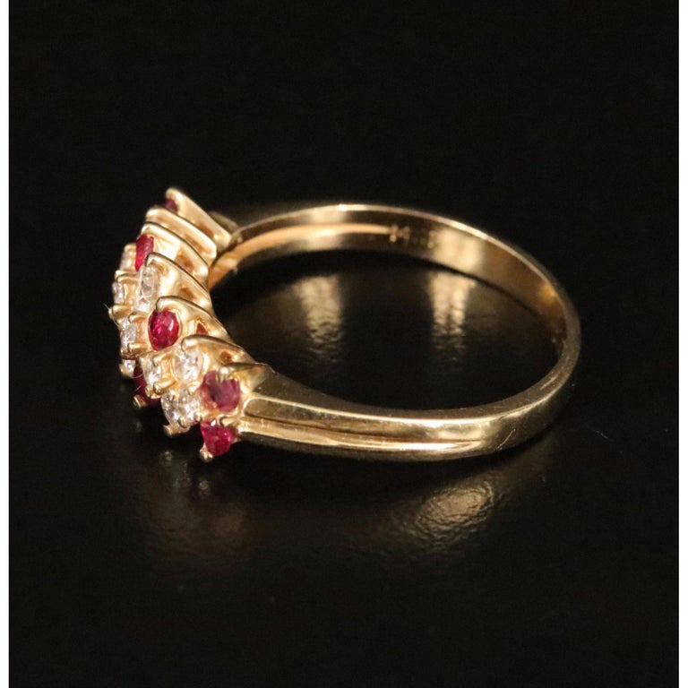 Customizable Art Deco Vintage Ruby Diamond Wedding band, Victorian Ruby ...