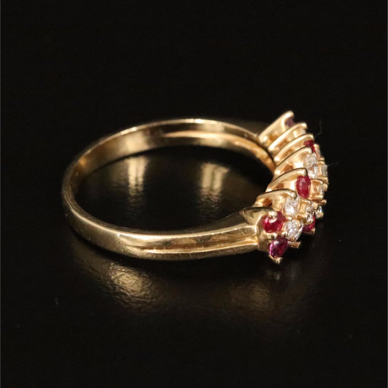 Customizable Art Deco Vintage Ruby Diamond Wedding band, Victorian Ruby Diamond Bridal Ring For ...