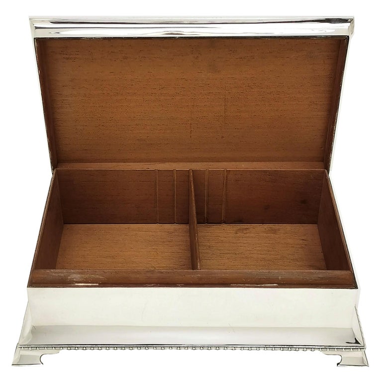 Art Deco Vintage Sterling Silver Cigar Box / Cigarette Box 1933 at 1stDibs