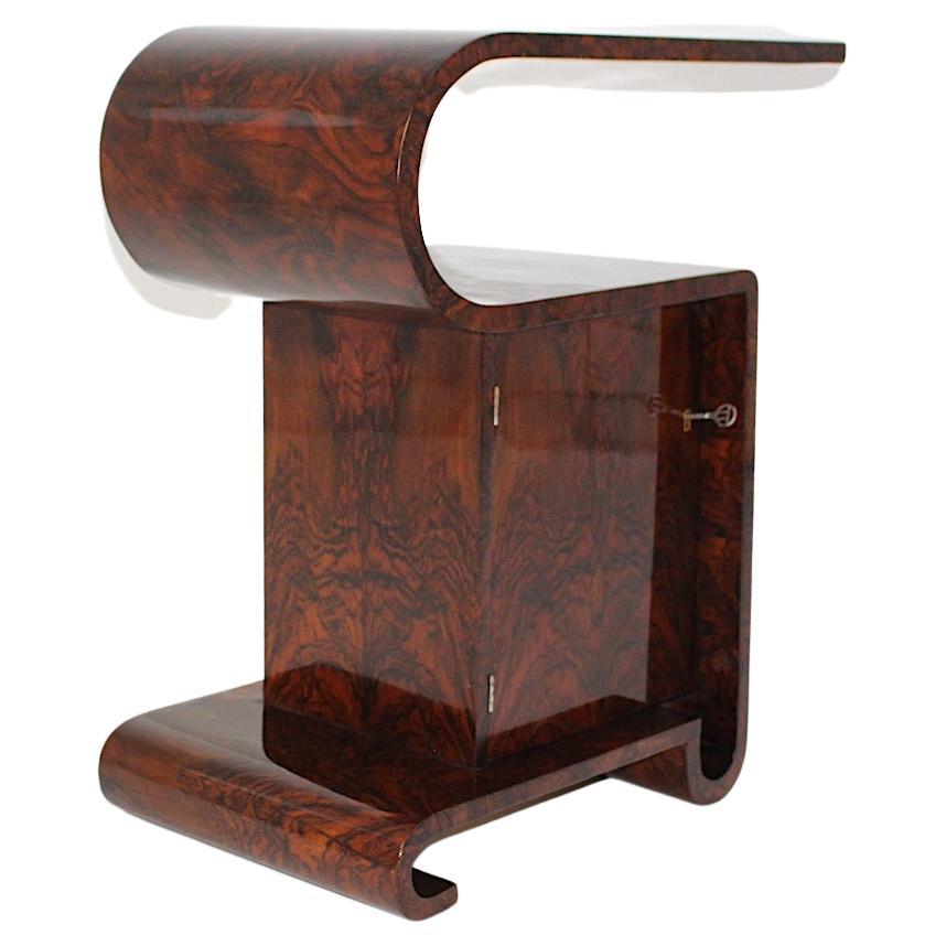 Art Deco Vintage Walnut Freestanding Side Table Night Stand Lajos Kozma ...