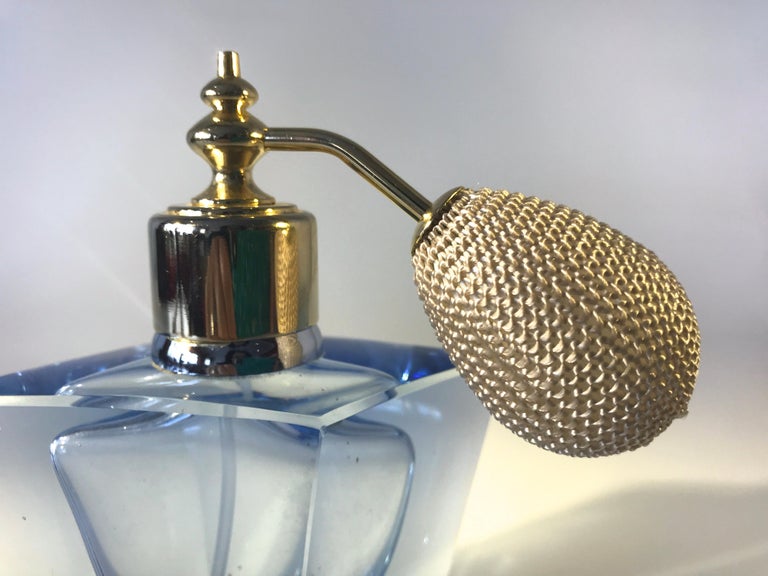 Art Deco Vogue Vintage Electric Blue Crystal Perfume Atomiser and ...
