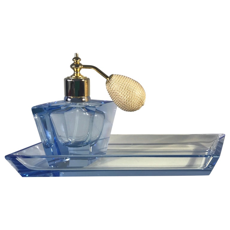Art Deco Vogue Vintage Electric Blue Crystal Perfume Atomiser and ...