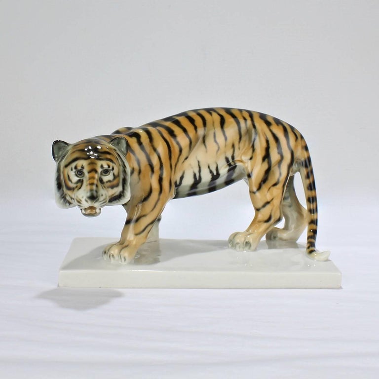 Art Deco Walking Tiger Porcelain Figurine by G. V. Döring for ...