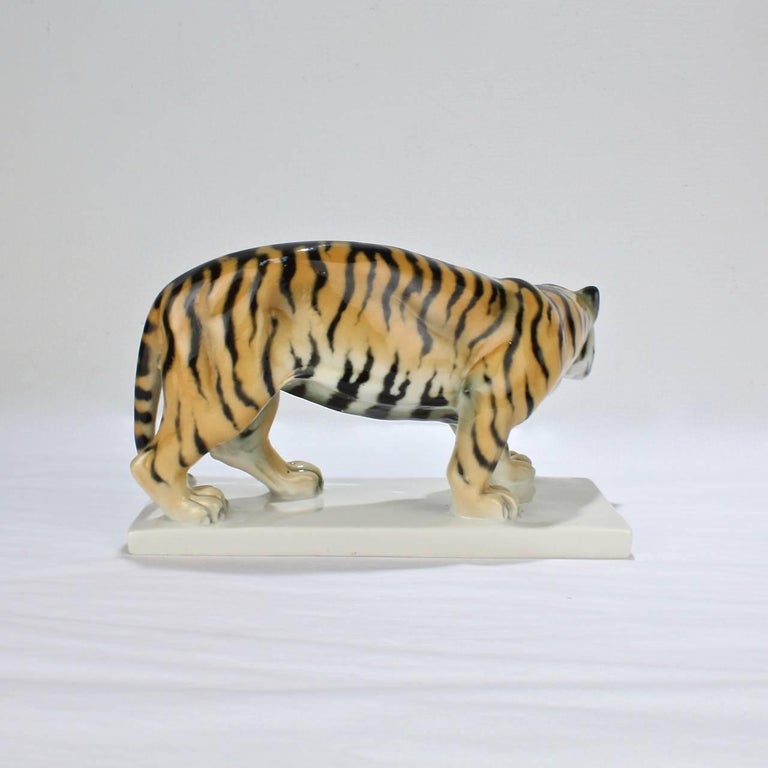 Art Deco Walking Tiger Porcelain Figurine by G. V. Döring for ...