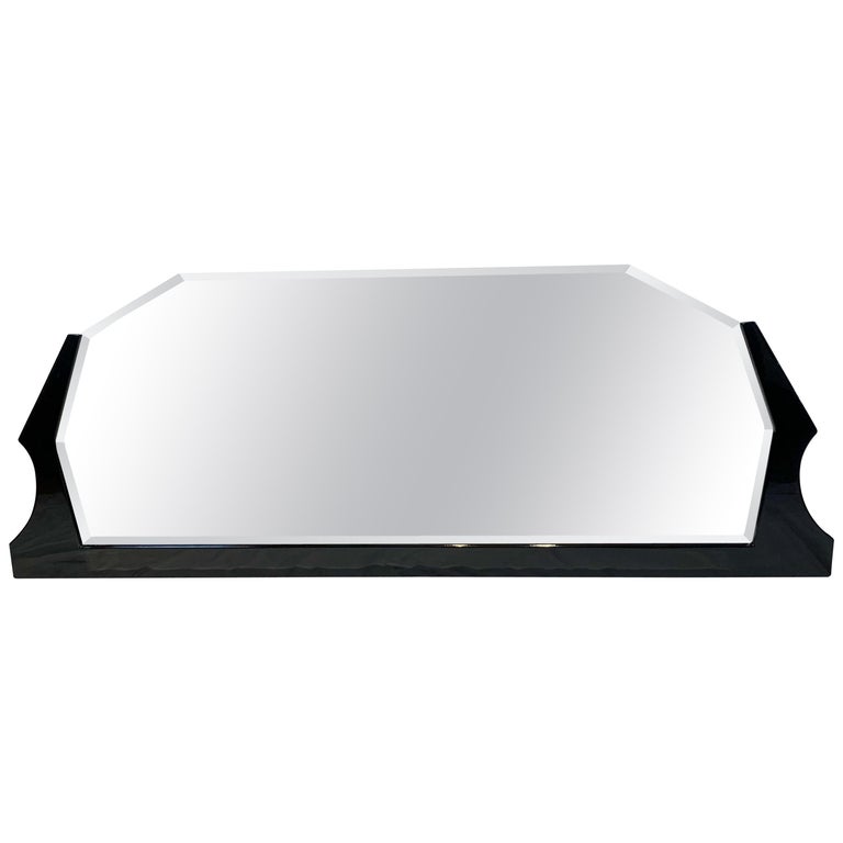 Art Deco Wall Mirror, High Gloss Black Lacquer, France, circa 1930 For ...