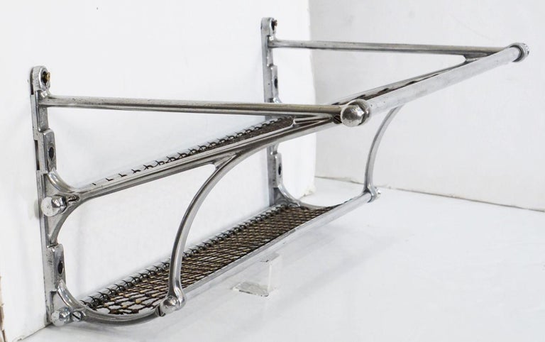 Art Deco Wall-Mounted Train Luggage Rack or Shelf of Polished Aluminum ...