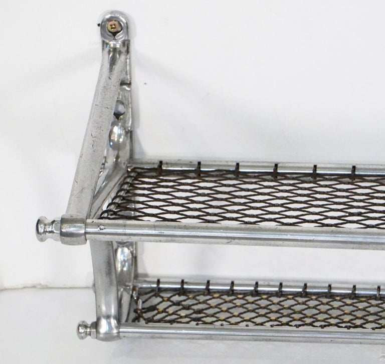 Art Deco Wall-Mounted Train Luggage Rack or Shelf of Polished Aluminum ...