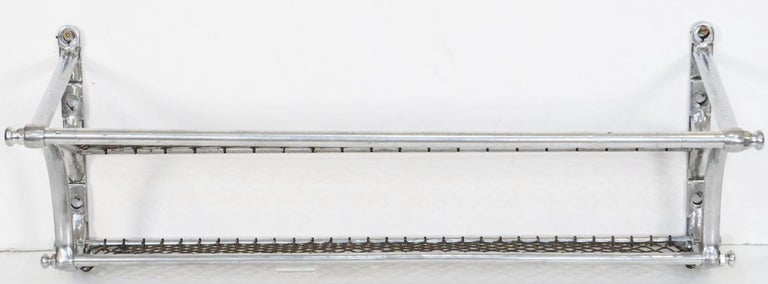 Art Deco Wall-Mounted Train Luggage Rack or Shelf of Polished Aluminum ...