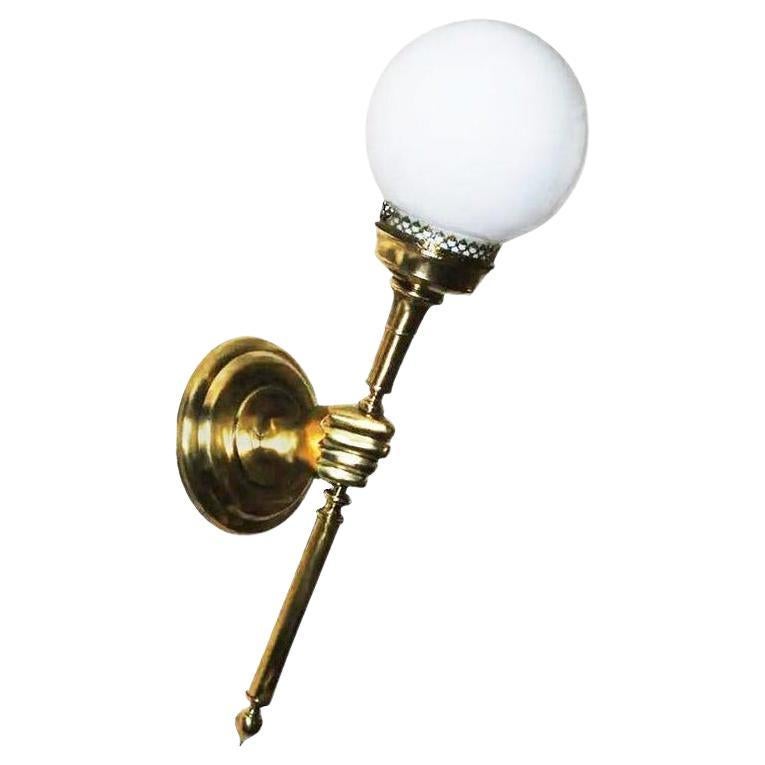 Large Hand Torch Bronze Wall Sconces at 1stDibs