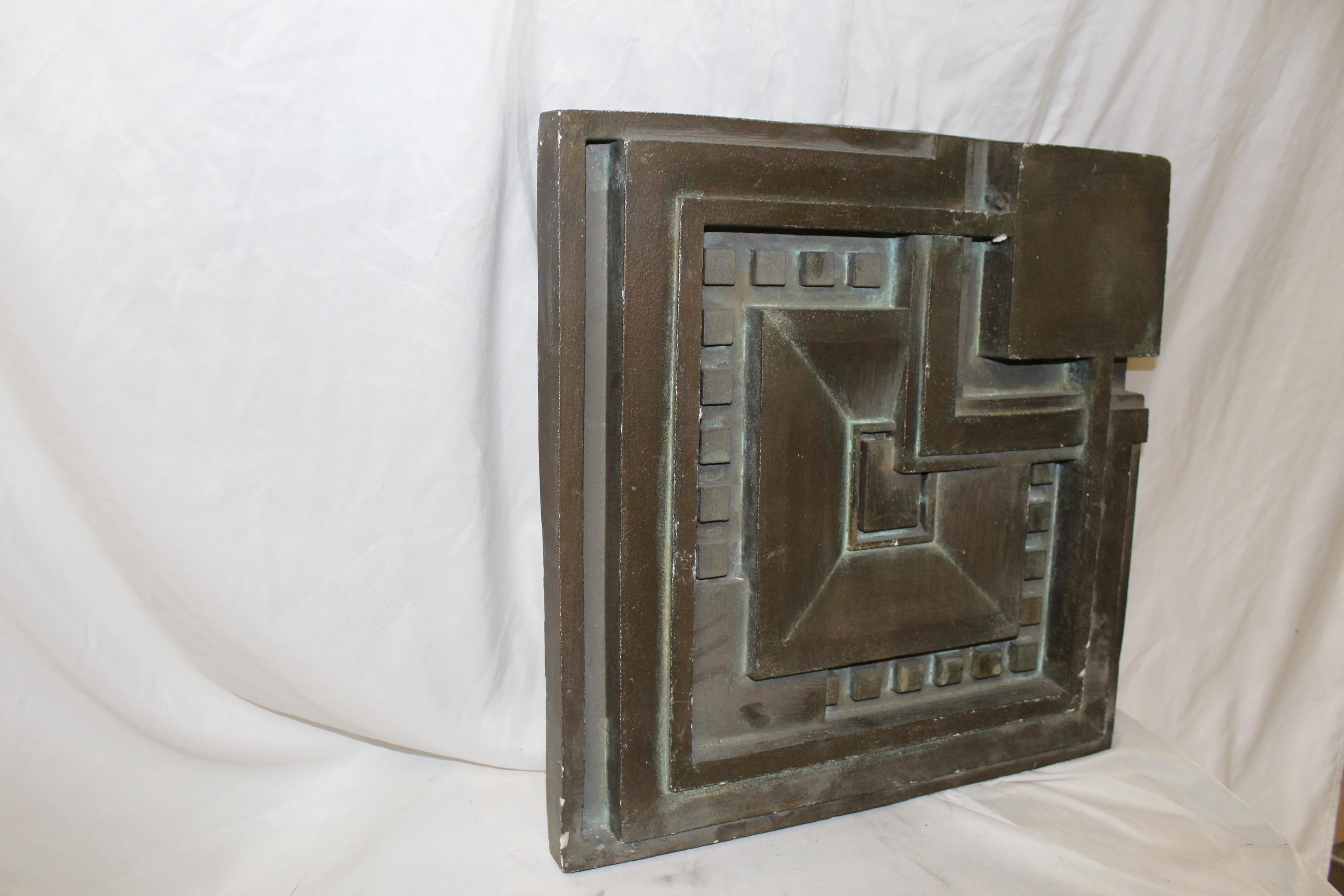 Art Deco Wall Tile Cast after Frank Lloyd Wright, Hydrocal, Painted ...