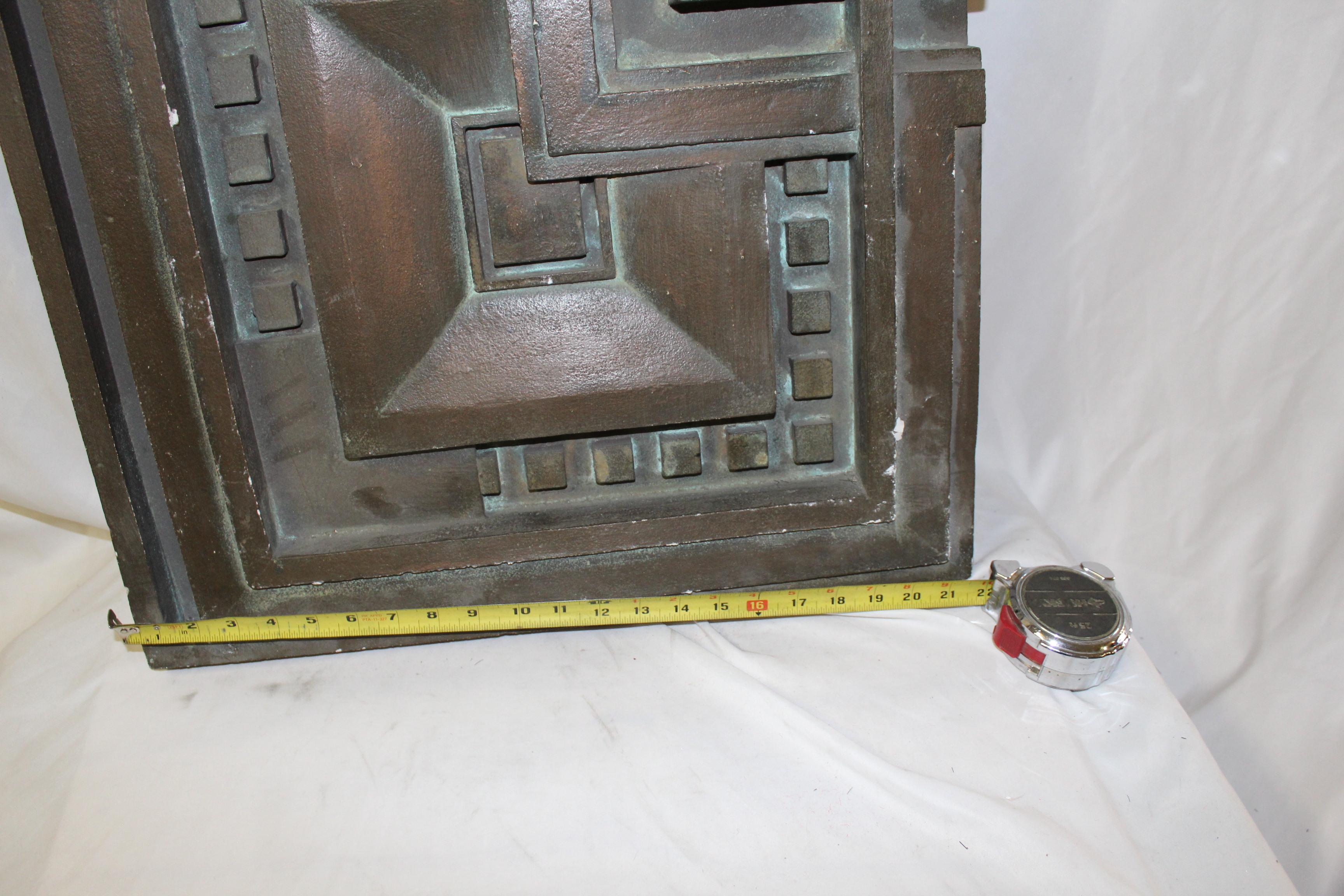 Art Deco Wall Tile Cast after Frank Lloyd Wright, Hydrocal, Painted ...