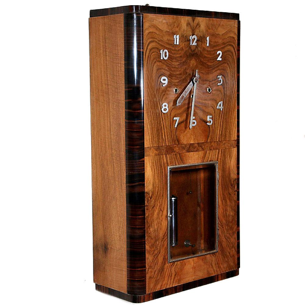 Art Deco Walnut and Macassar Wall Clock, circa 1930 at 1stDibs