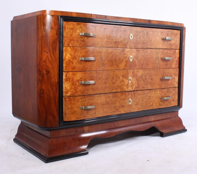 Art Deco Walnut and Maple Commode, Italian, 1930 at 1stDibs