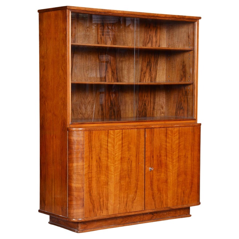 Art Deco Walnut Bookcase, Well-Preserved Original Condition, Czechia ...