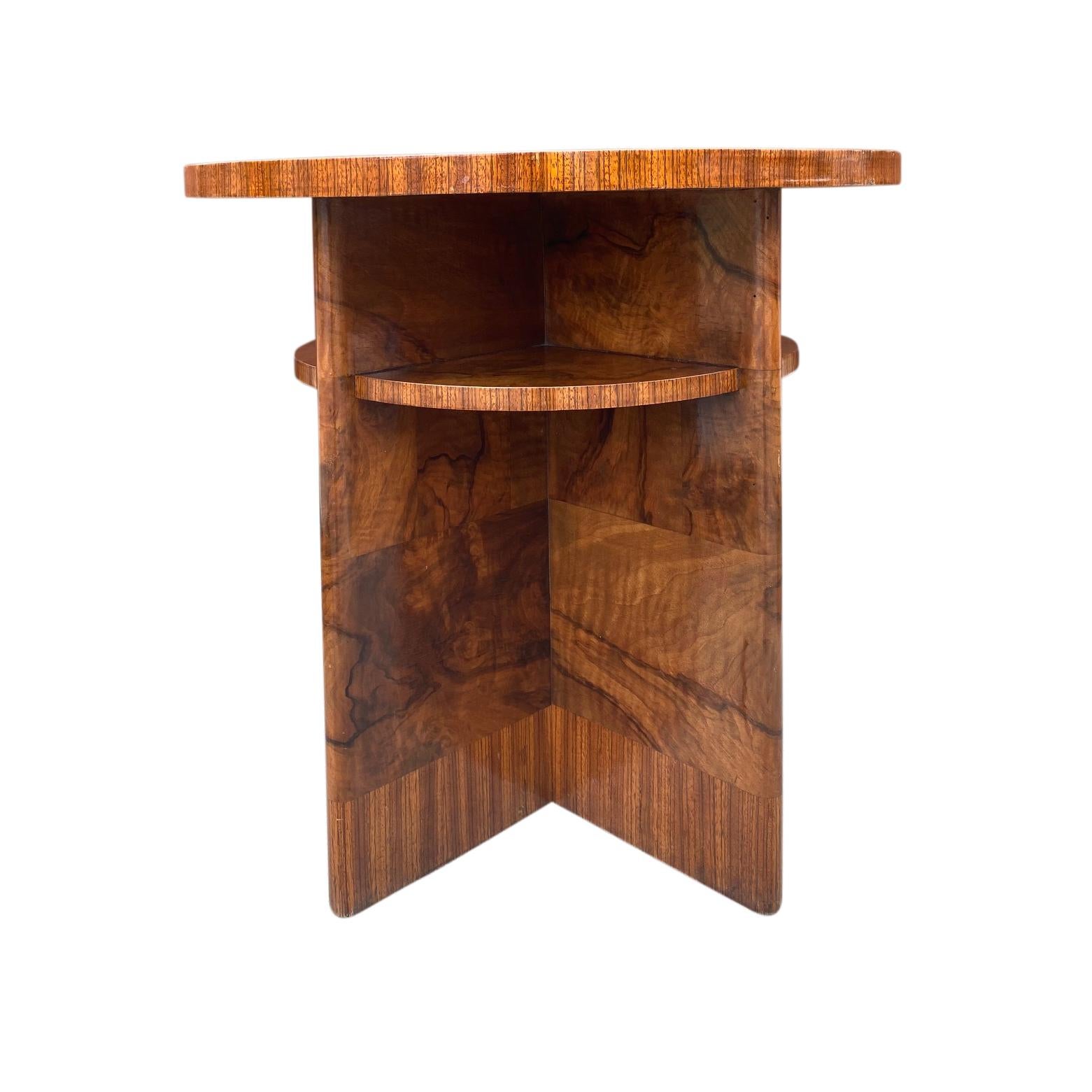 Art Deco Walnut Burl Bi-Level Table, Austria, 1930s at 1stDibs