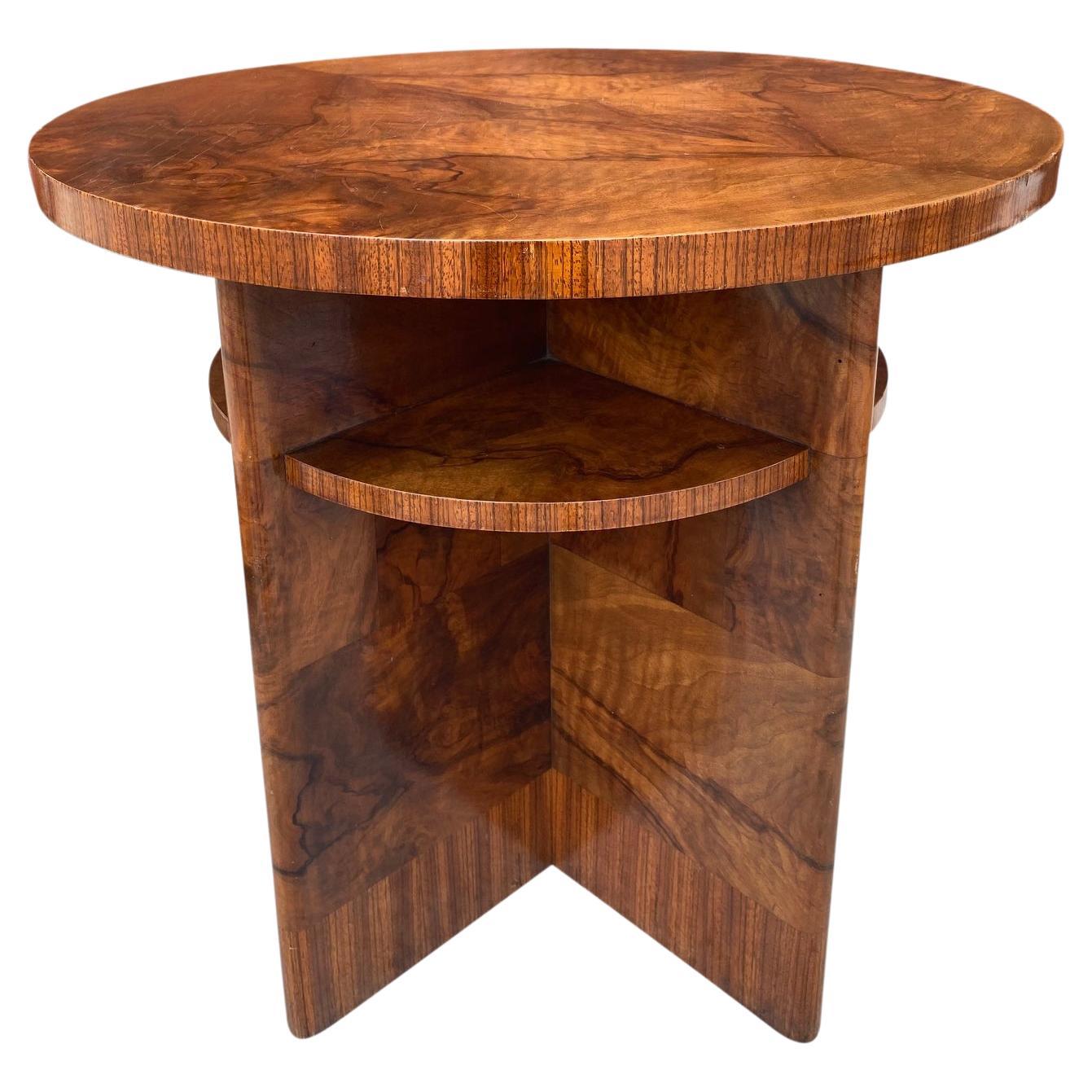 Art Deco Walnut Burl Bi-Level Table, Austria, 1930s at 1stDibs