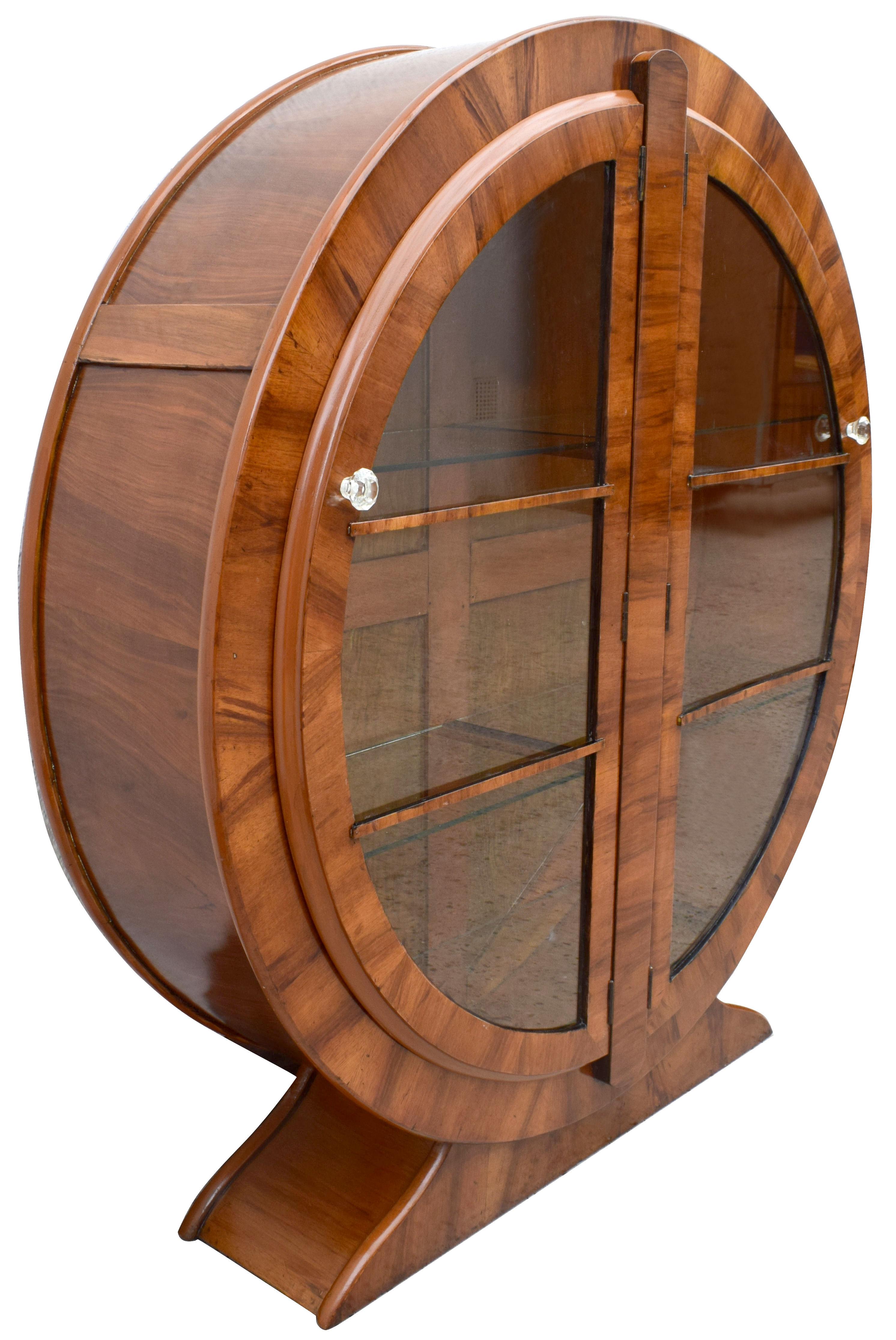 Art Deco Walnut Circular Display Cabinet, Vitrine, circa 1930s at ...