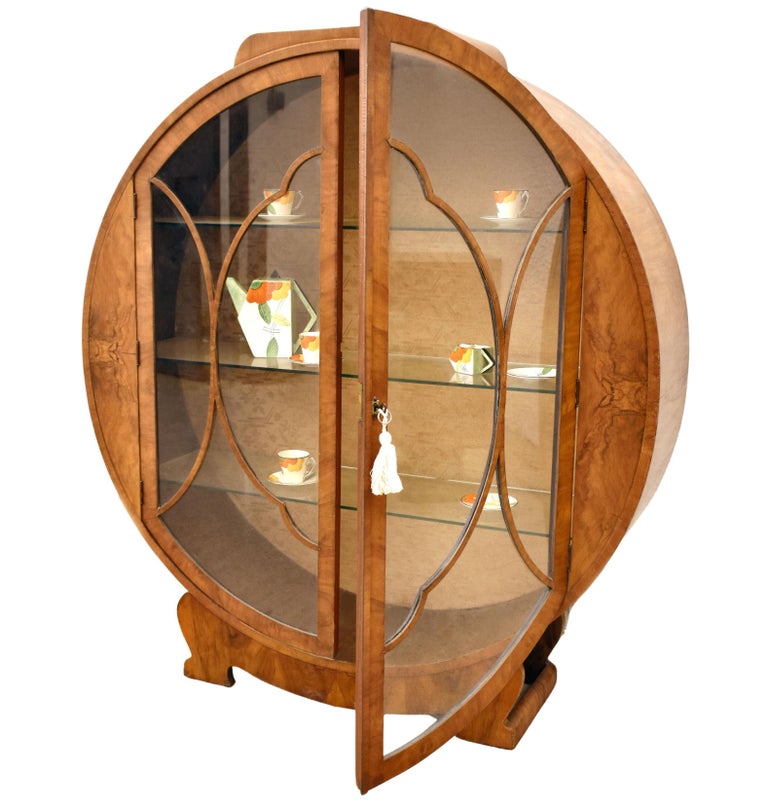 Art Deco Walnut Circular Display Vitrine, Cabinet, English, C1930 For ...