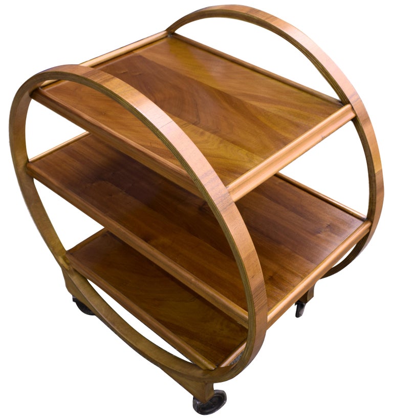 Art Deco Walnut English Circular Drinks Trolley Cart, circa 1930s at ...