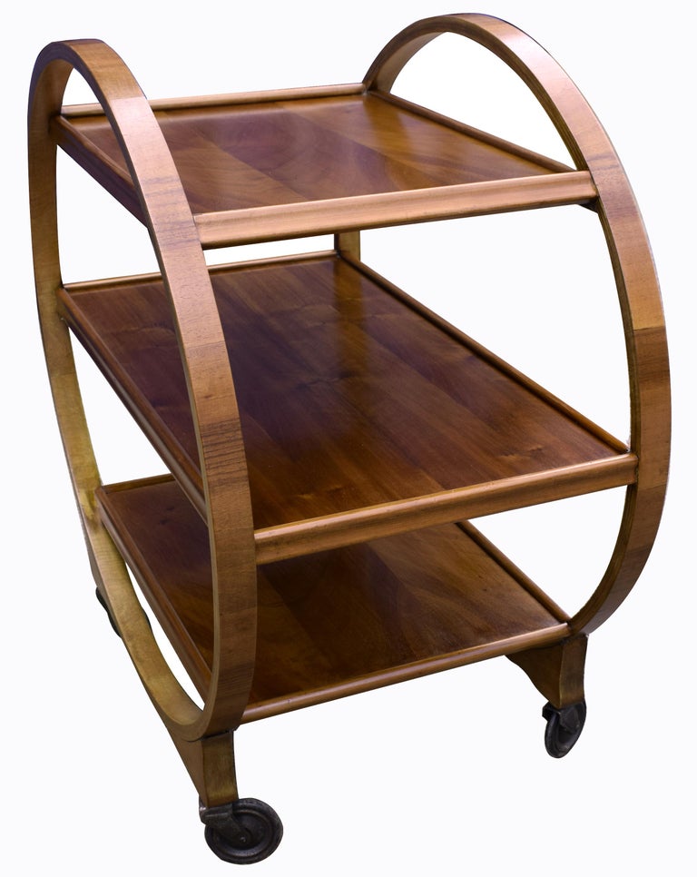 Art Deco Walnut English Circular Drinks Trolley Cart, circa 1930s at ...