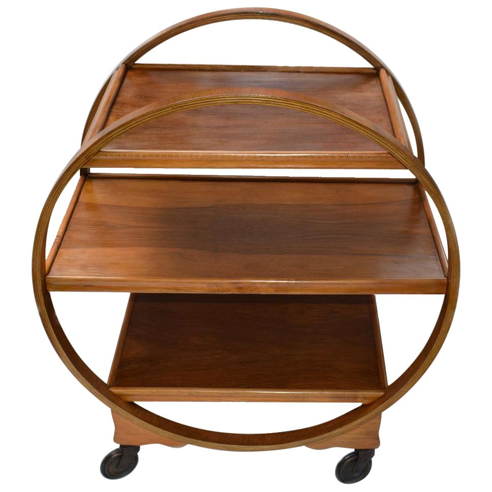Art Deco Walnut English Circular Drinks Trolley Cart, circa 1930s at ...