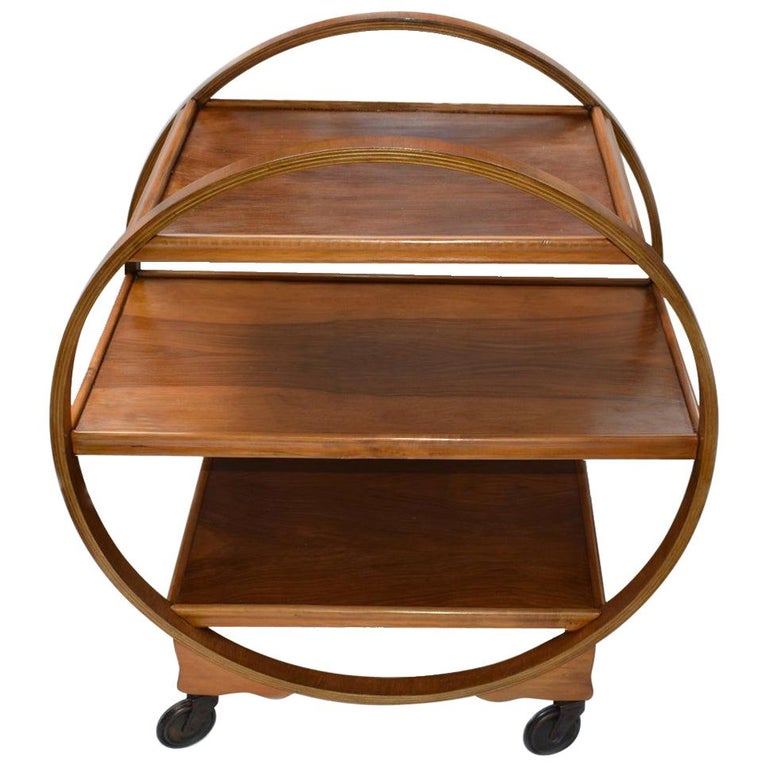 Art Deco Walnut English Circular Drinks Trolley Cart, circa 1930s at ...