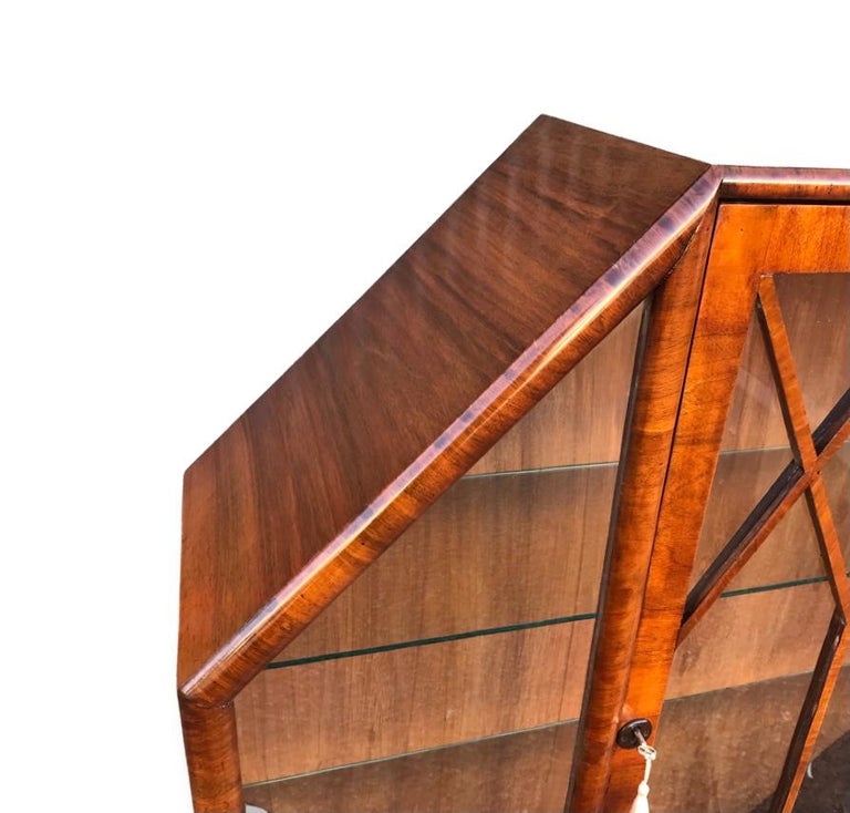 Art Deco Walnut Octagonal Display Cabinet For Sale at 1stDibs