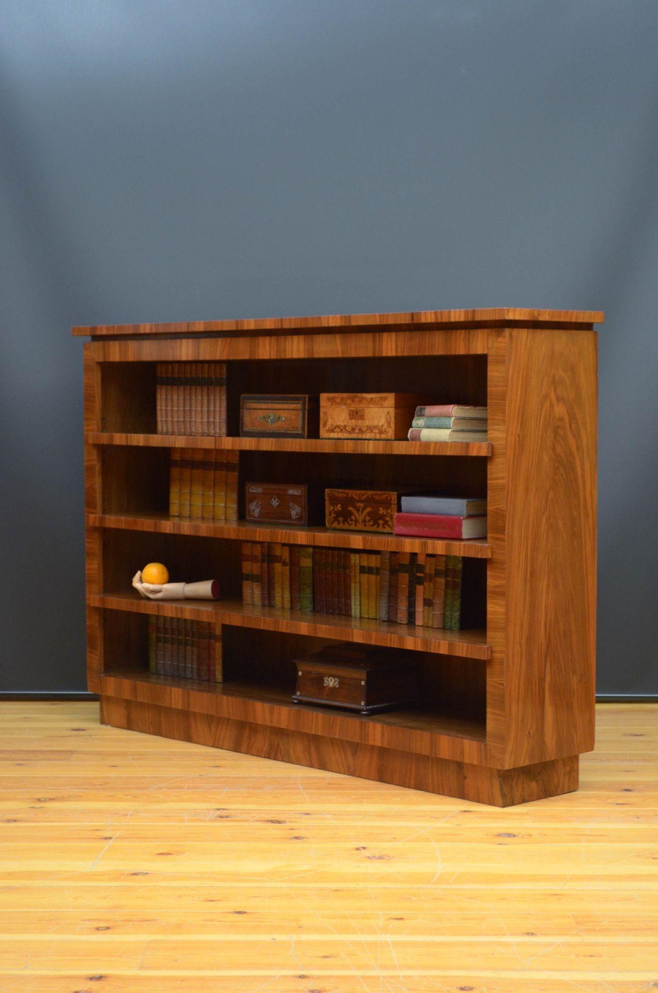 Art Deco Walnut Open Bookcase For Sale at 1stDibs