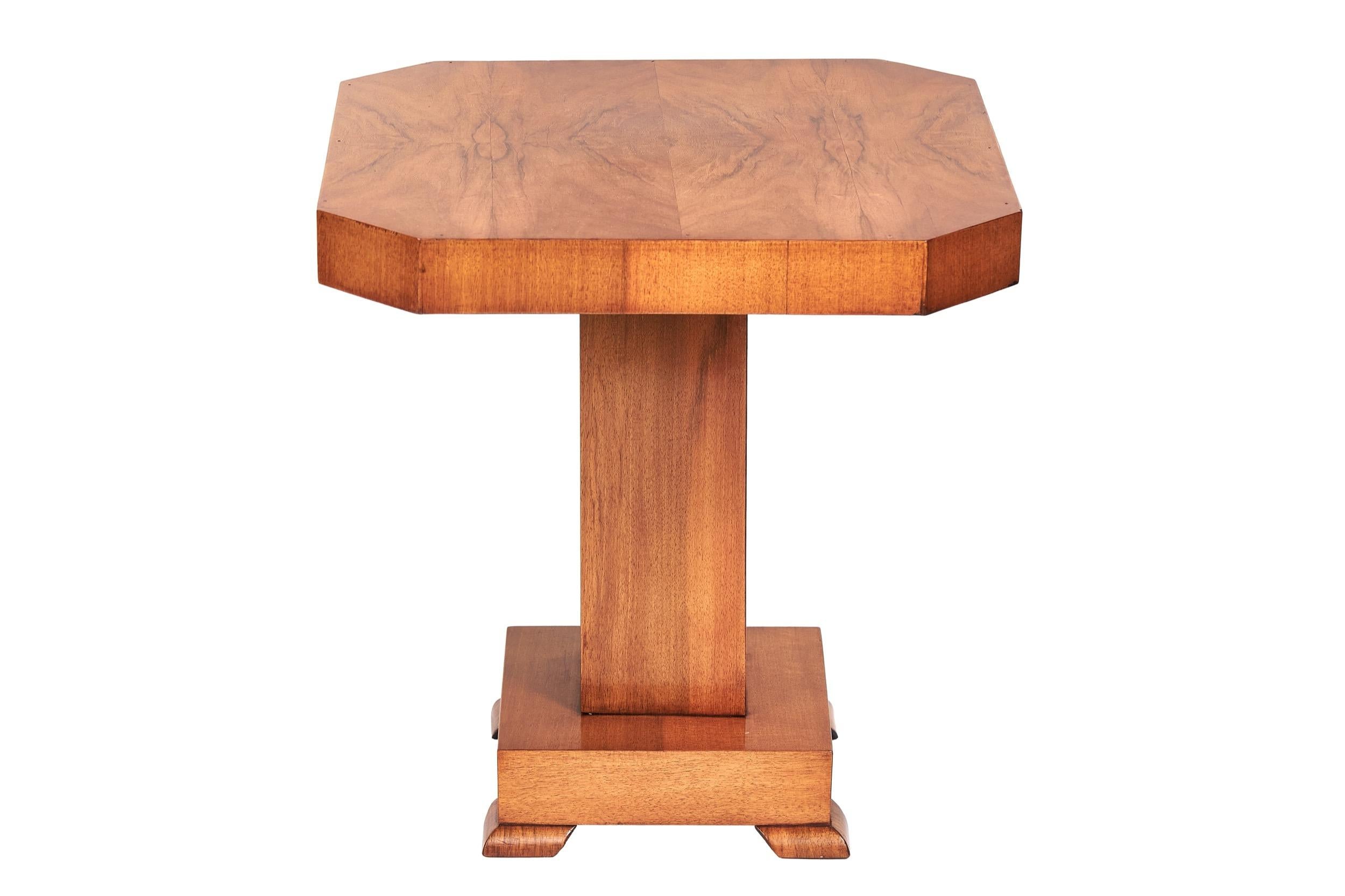 Art Deco Walnut Pedestal Lamp Table circa 1930s For Sale at 1stDibs