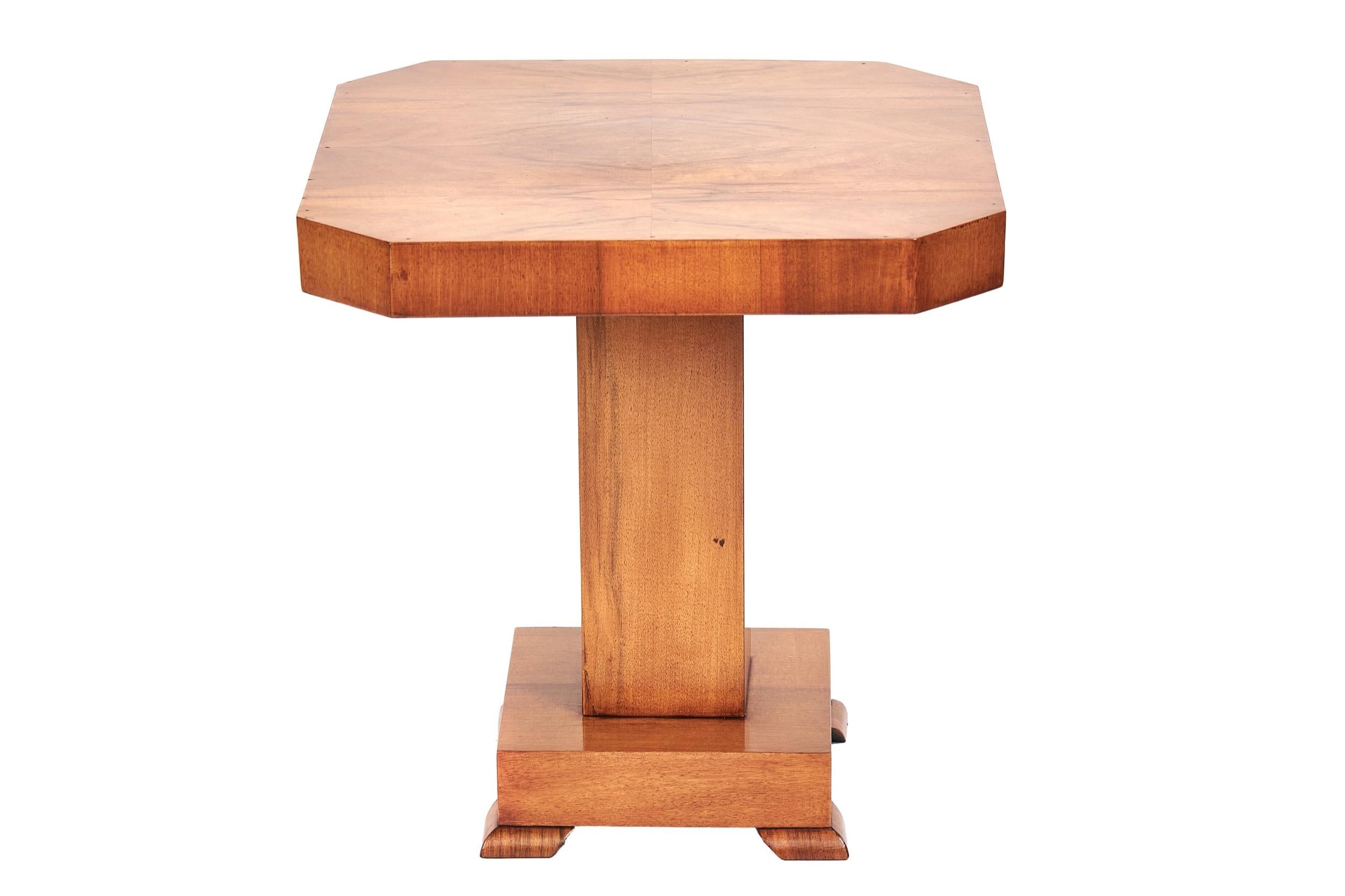 Art Deco Walnut Pedestal Lamp Table circa 1930s For Sale at 1stDibs