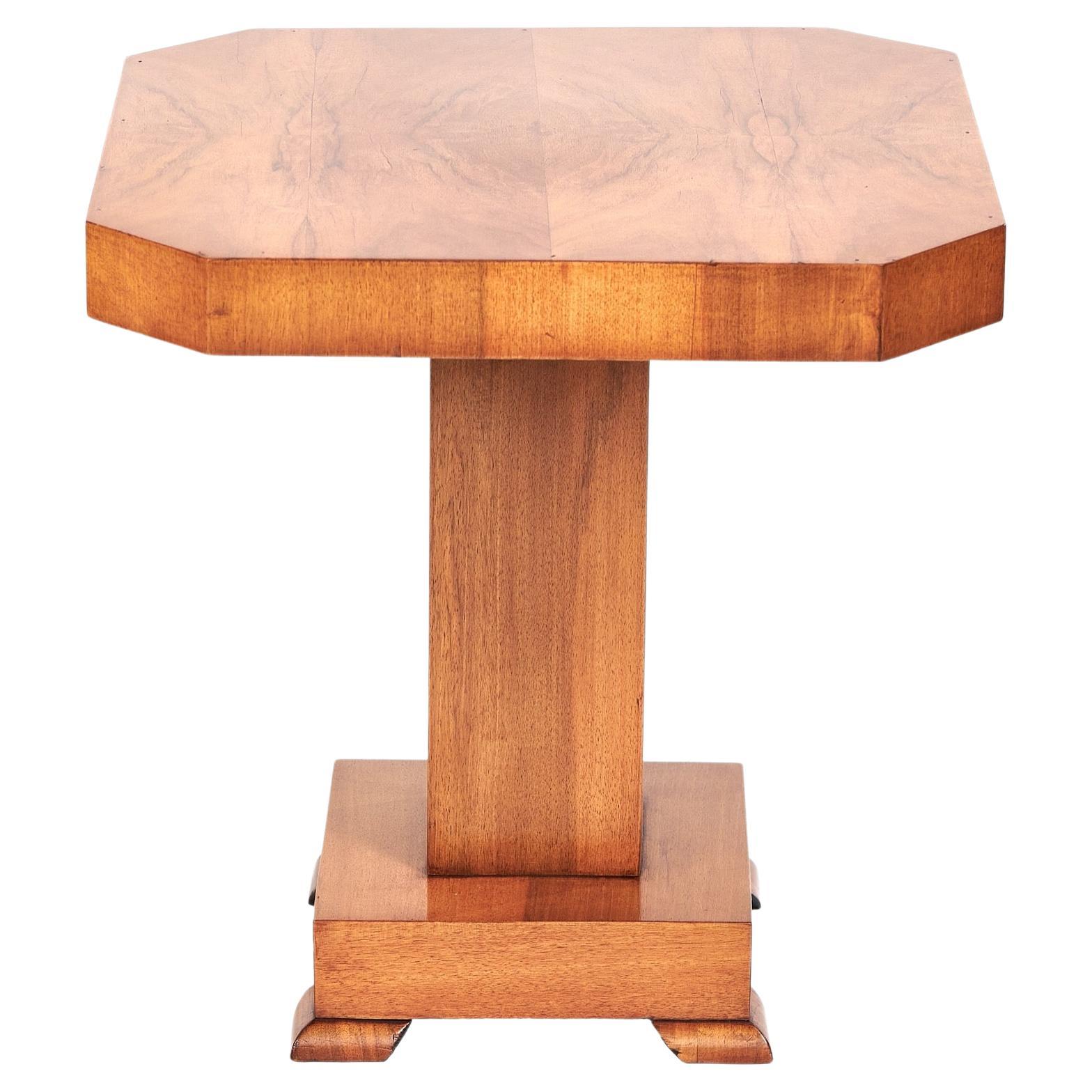 Art Deco Walnut Pedestal Lamp Table circa 1930s For Sale at 1stDibs