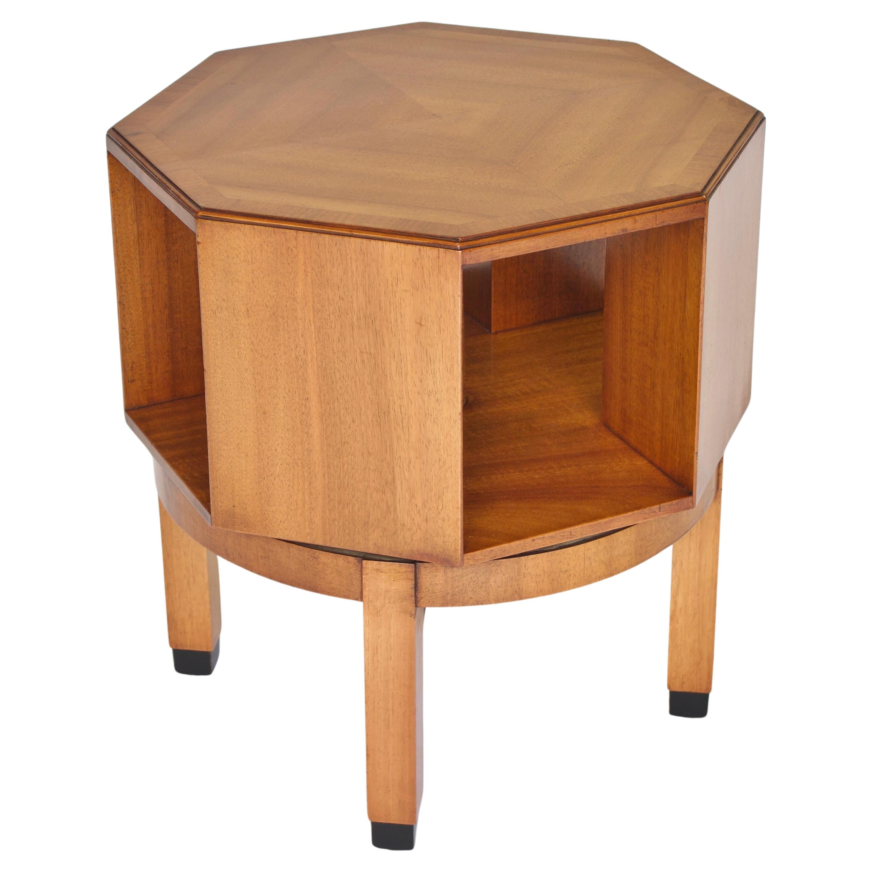 Art Deco Walnut Revolving Book Table circa 1920s For Sale at 1stDibs