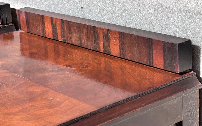 Art Deco Walnut Slab Side Cabinets or Nightstands with Carved Base ...