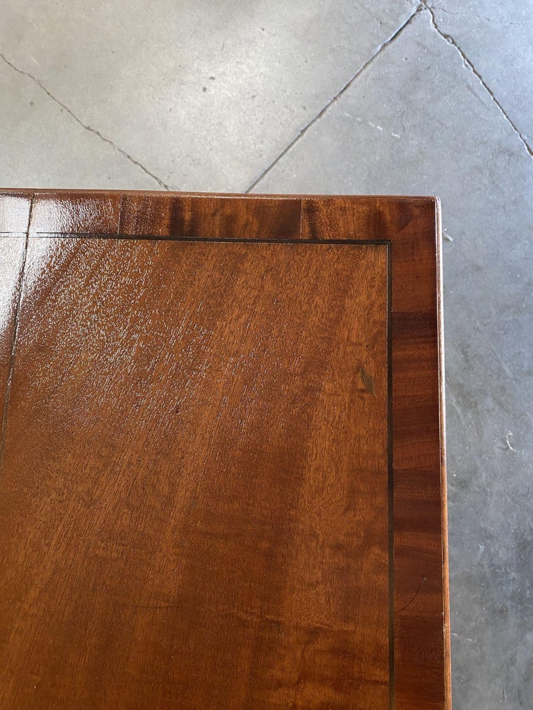 Art Deco Walnut "X" Base Console Table W/ Inlay Top For Sale at 1stDibs