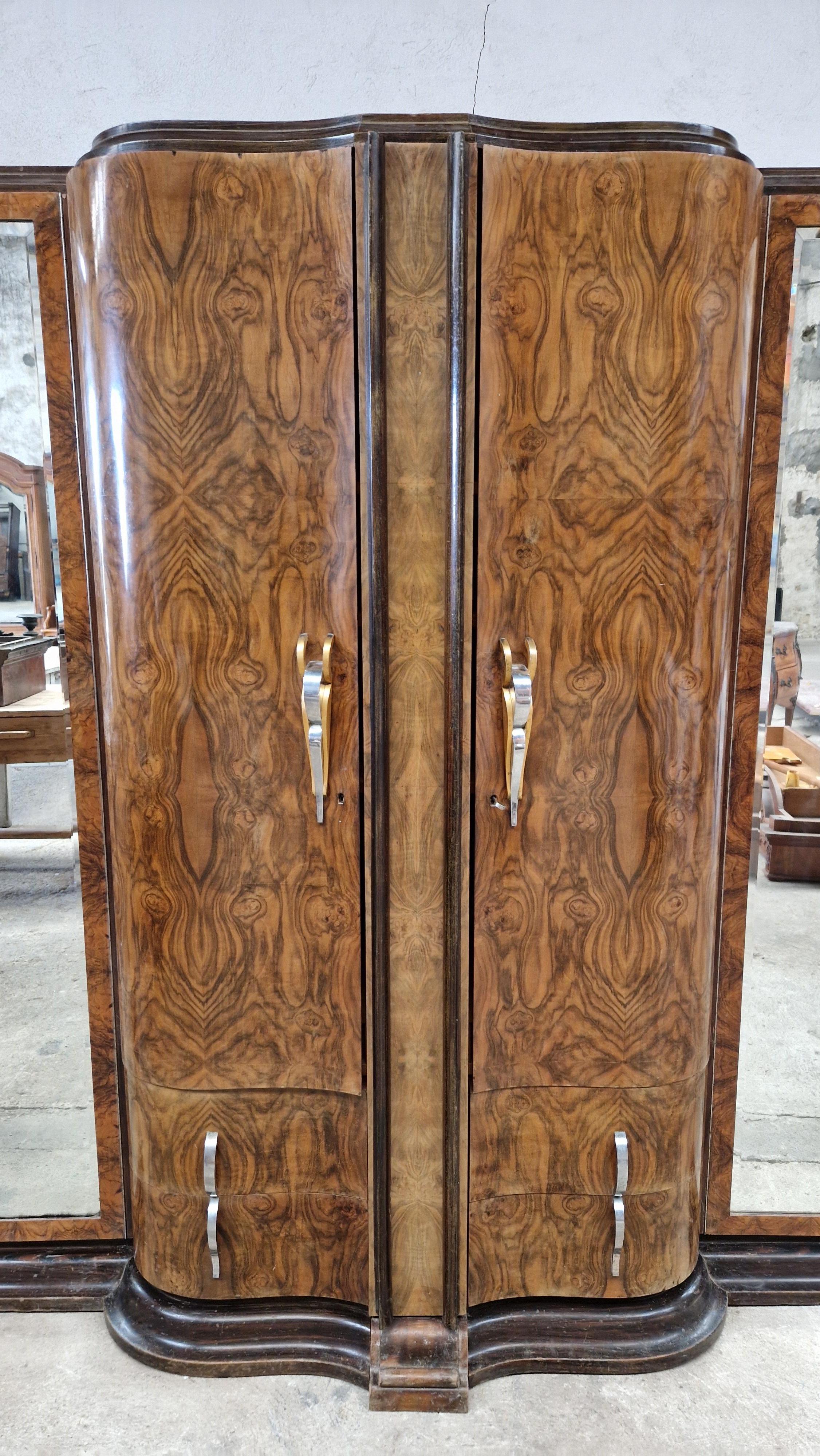 Art Deco Wardrobe French Furniture Four Door Armoire Burr Walnut, 1930s ...
