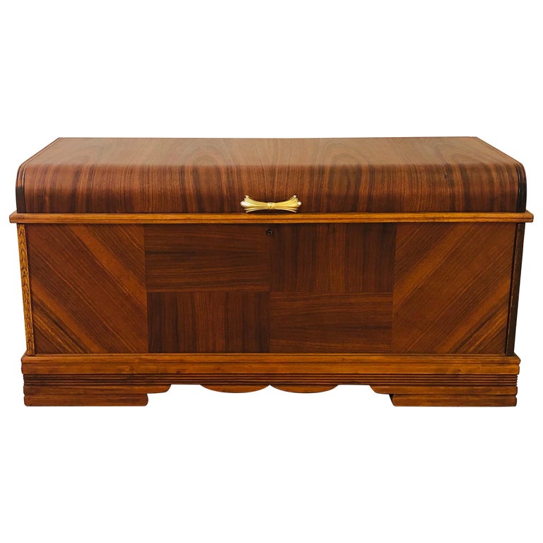 Art Deco Waterfall Style Cedar Chest at 1stDibs