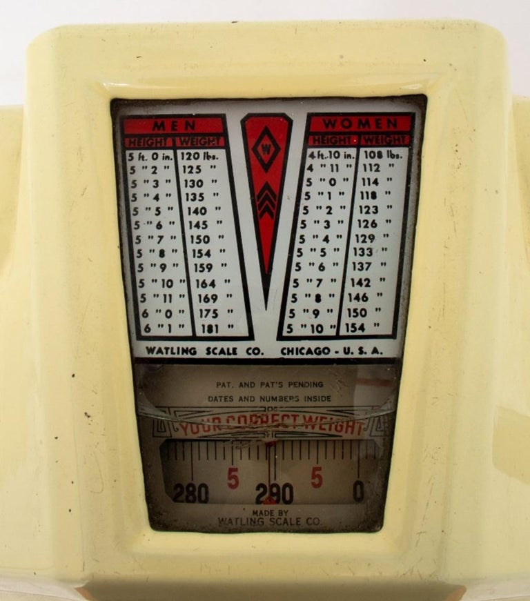 Art Deco Watling Enameled Floor Penny Scale For Sale at 1stDibs