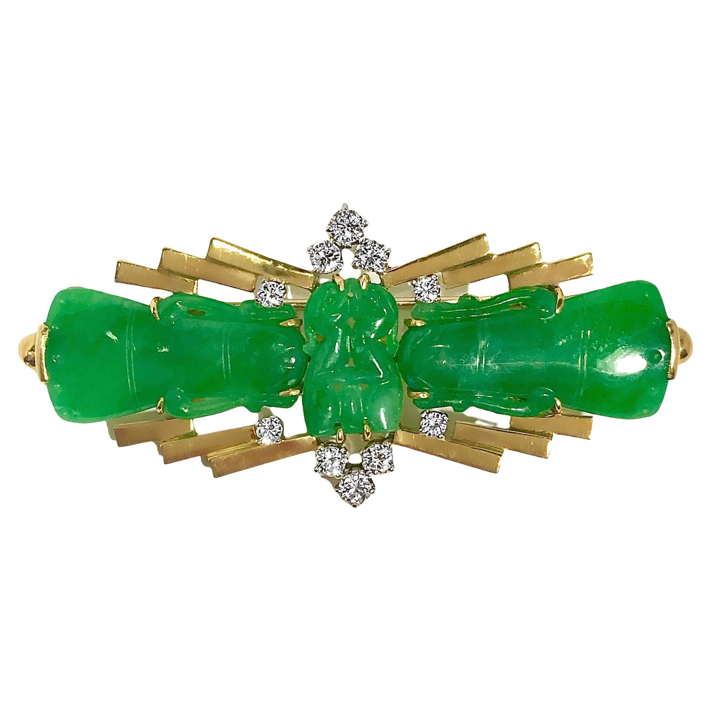 Cartier Art Deco Jade and Diamond Brooch at 1stDibs | cartier jade